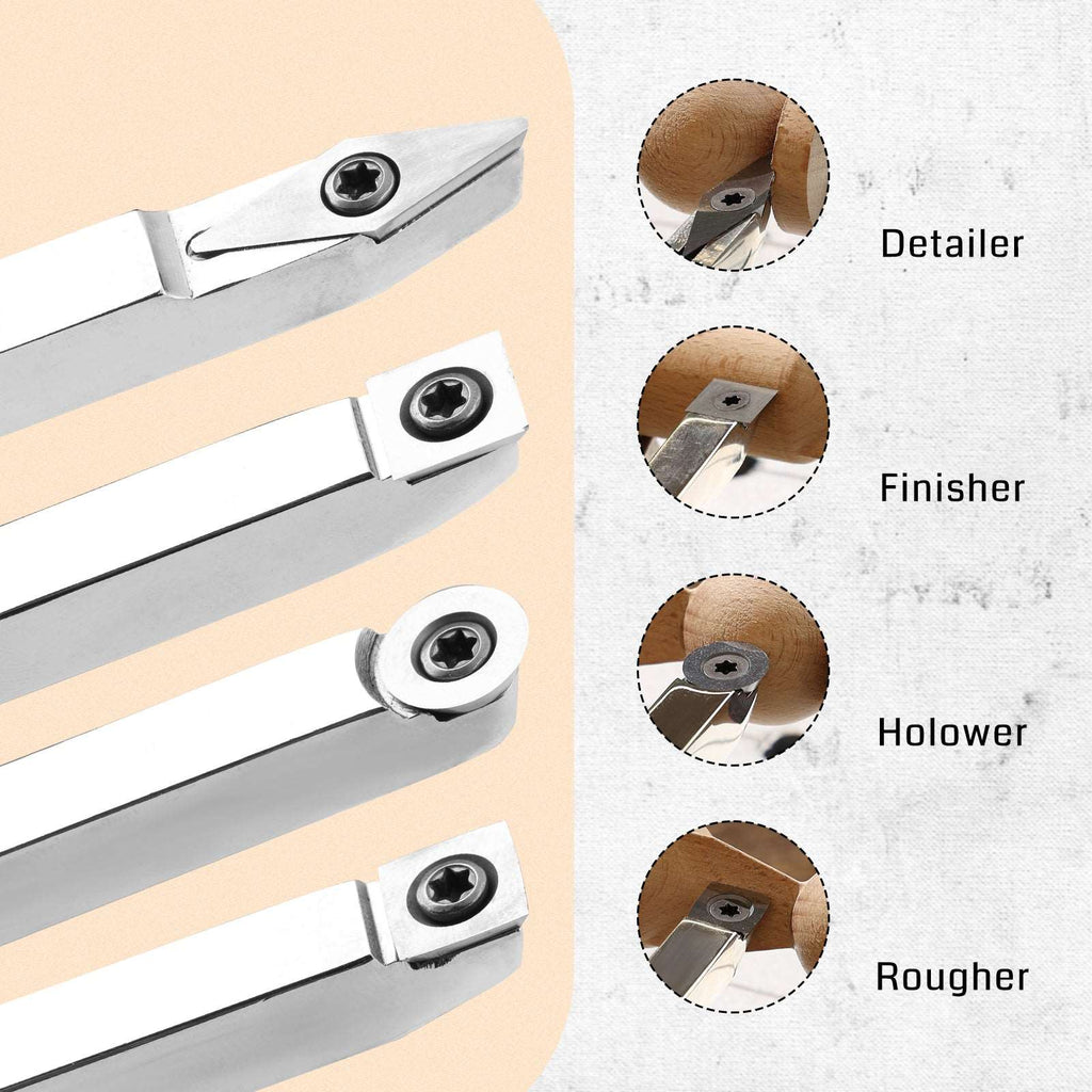 4 PCS Carbide Wood Lathe Turning Tool Set – SainSmart.com