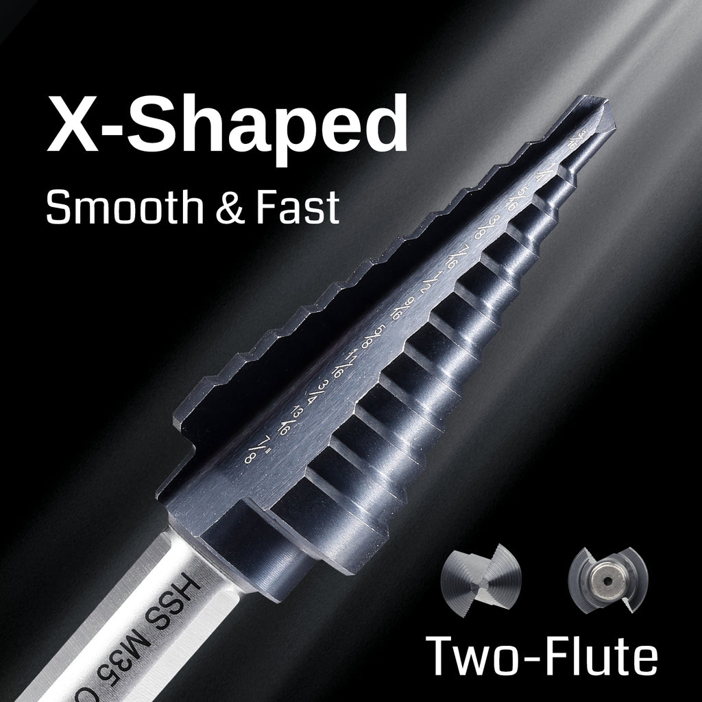 SD05A, 1/8”~1-3/8” TiAIN Coated Double Flute M35 Cobalt Step Drill Bit – SainSmart.com