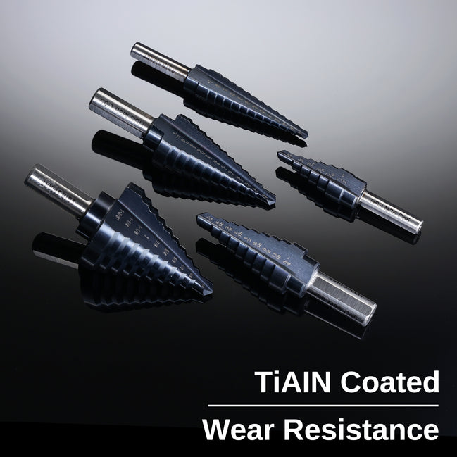 SD05A, 1/8”~1-3/8” TiAIN Coated Double Flute M35 Cobalt Step Drill Bit – SainSmart.com