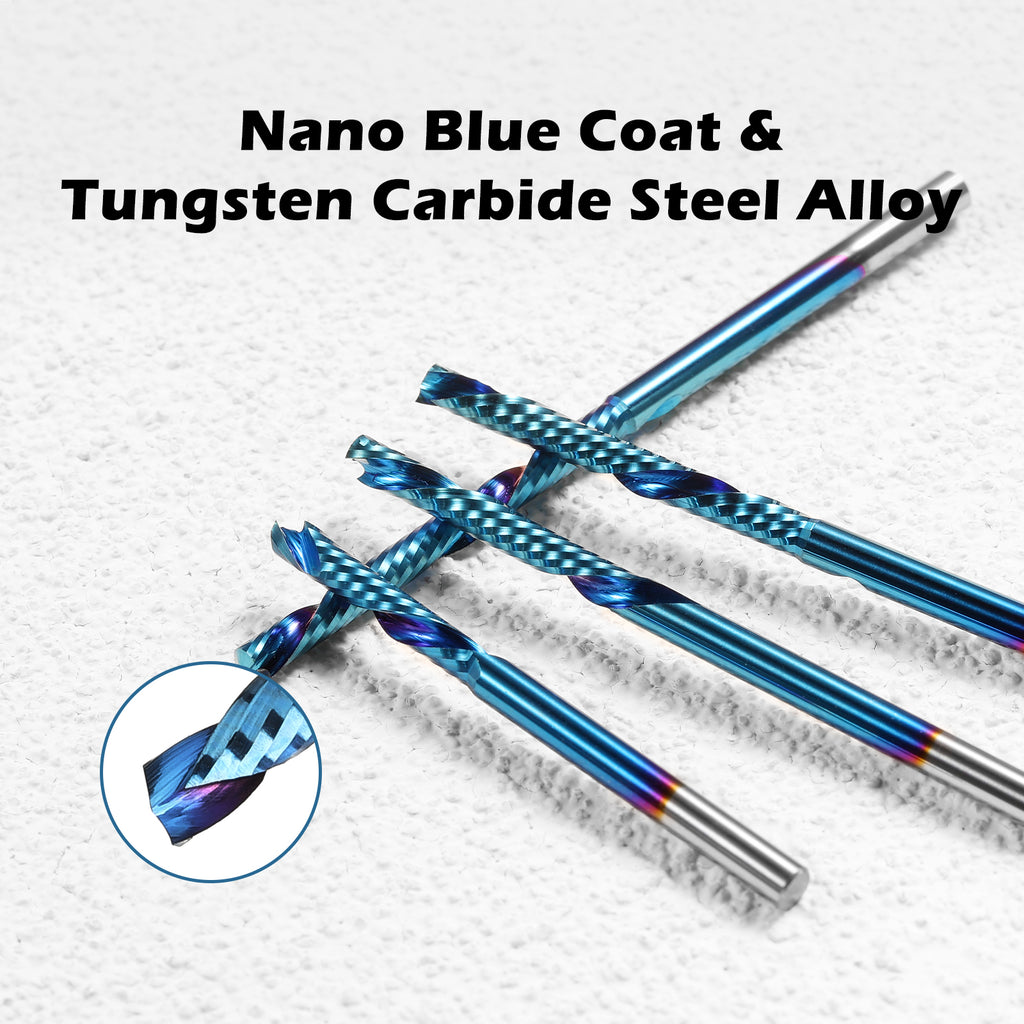 OC05A, 1/8" Shank, Carbide Spiral O Flute Up & Down Compression End Mi ...