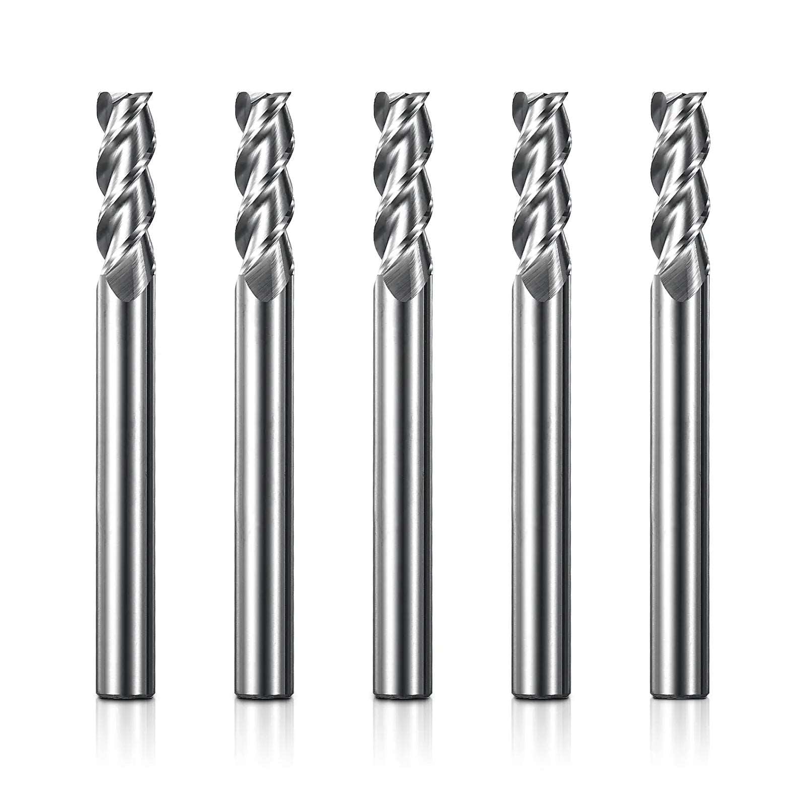 3EMC05, 1/4" Shank, End Mills CNC Router Bits, 3-Flute Flat Nose, 5pcs ...