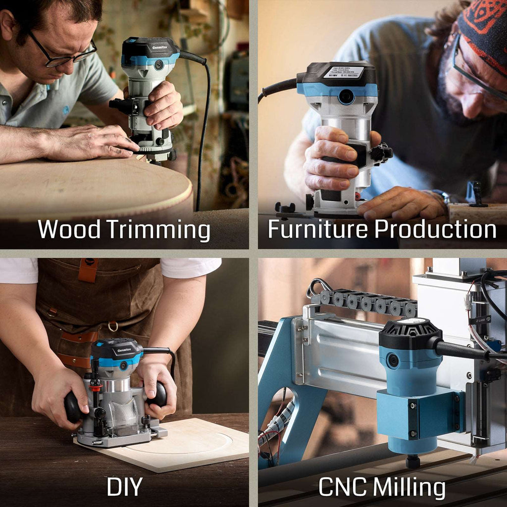 1-1.25 HP, Φ65mm Palm Trimmer Router, Compact Router Wood Tool With Fi ...