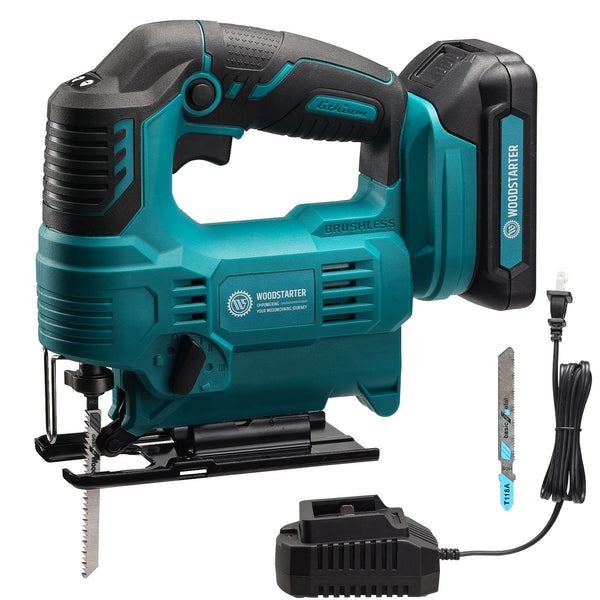 Cordless Jigsaw with Brushless Motor, 3 Adjustable Speed, 45°-90° Cutt ...