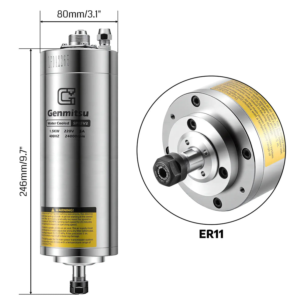 Genmitsu 1.5KW-2.2KW CNC Water Cooled Spindle Kit | SainSmart ...