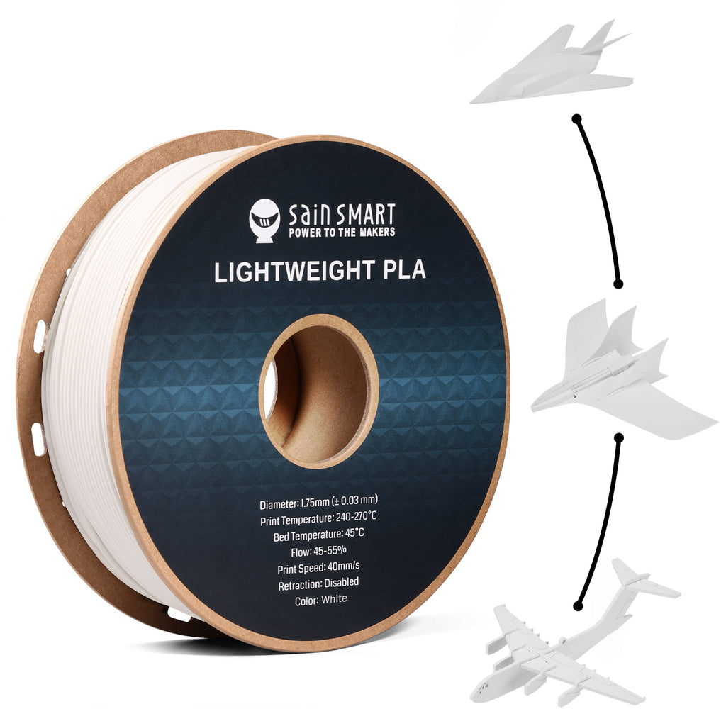 SainSmart LIghtweight LW-PLA Filament, 1.75mm, Black & White, 1KG, Low ...