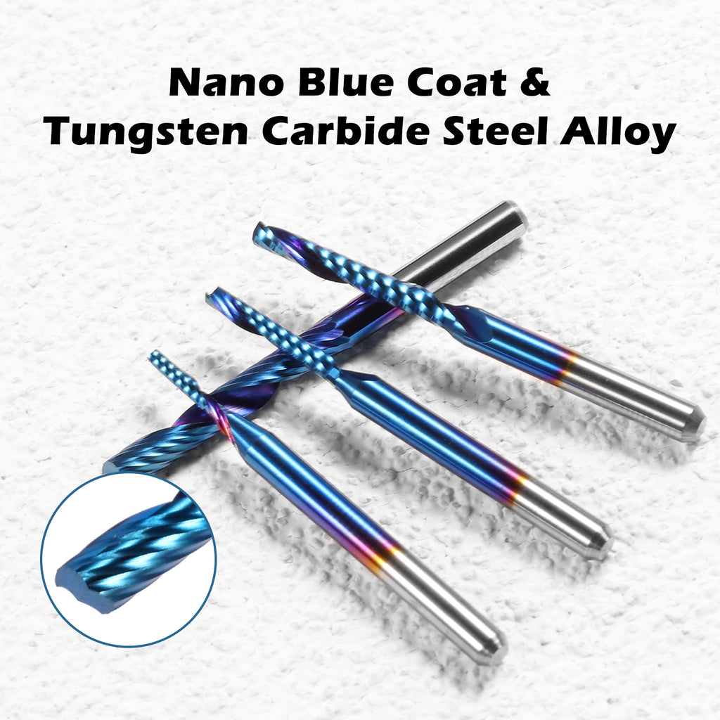 OS10A, 1/8" Shank, Carbide Spiral O Flute (Single Flute) End Mill CNC ...