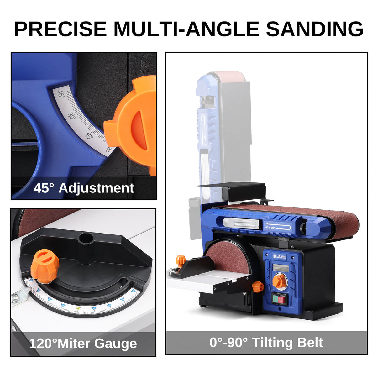 Disc & Belt Sander 2-in-1, Adjustable Speed with Full Copper Motor, 0 ...