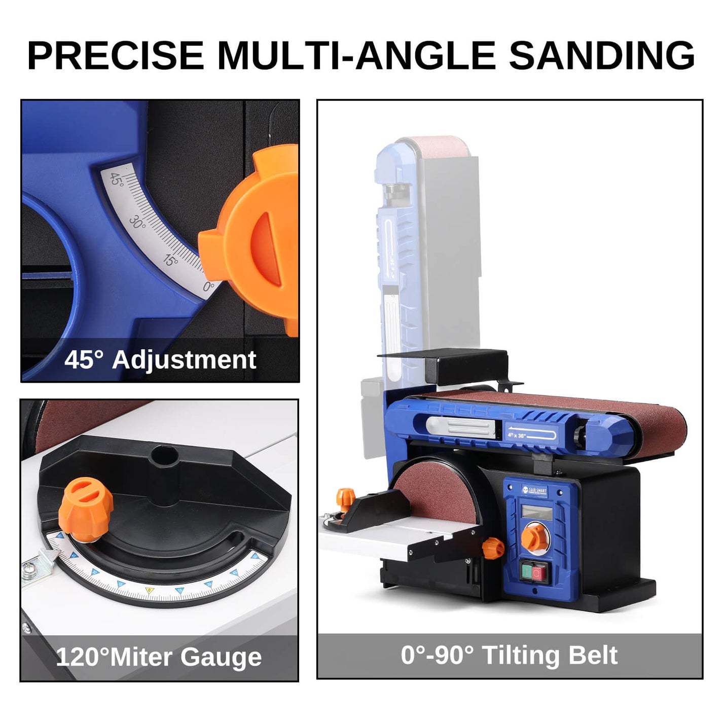 Disc & Belt Sander 2-in-1, Adjustable Speed with Full Copper Motor, 0 ...