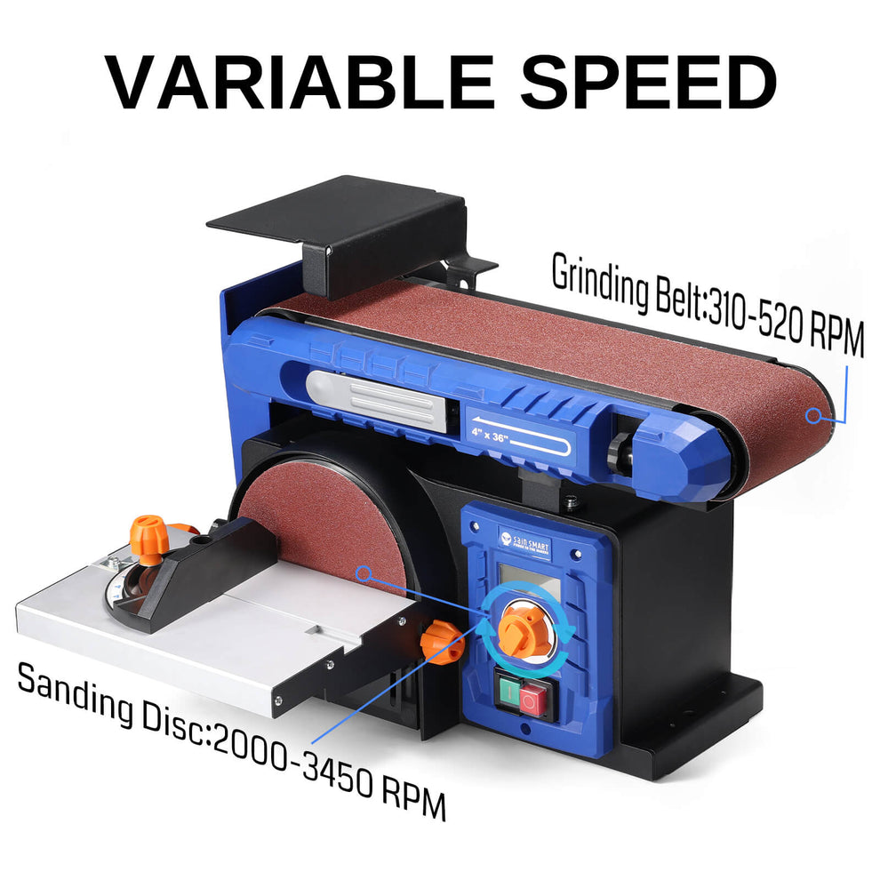 Disc & Belt Sander 2-in-1, Adjustable Speed with Full Copper Motor, 0 ...