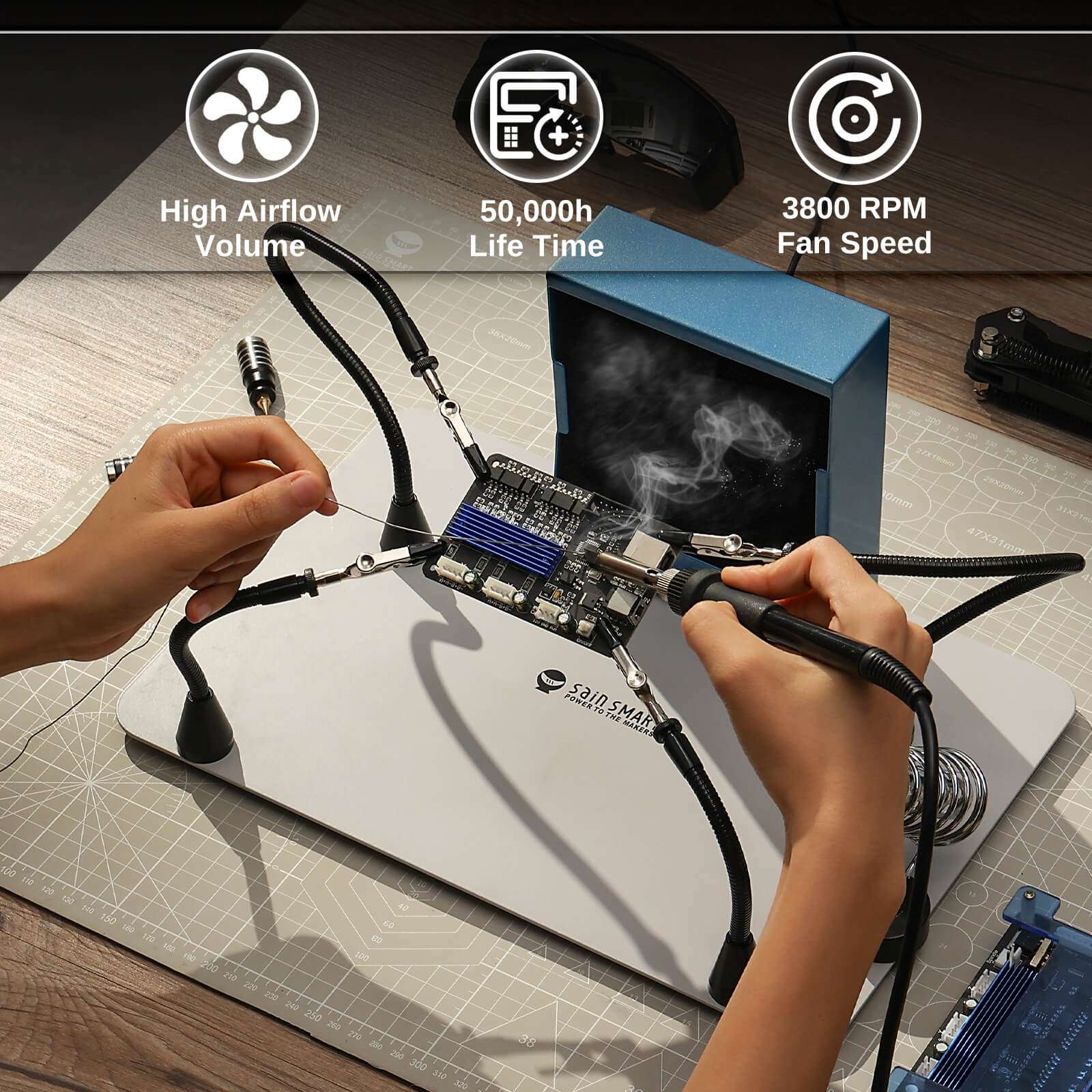 Magnetic Helping Hands Soldering, with Solder Fume Extractor, 360 Hot ...