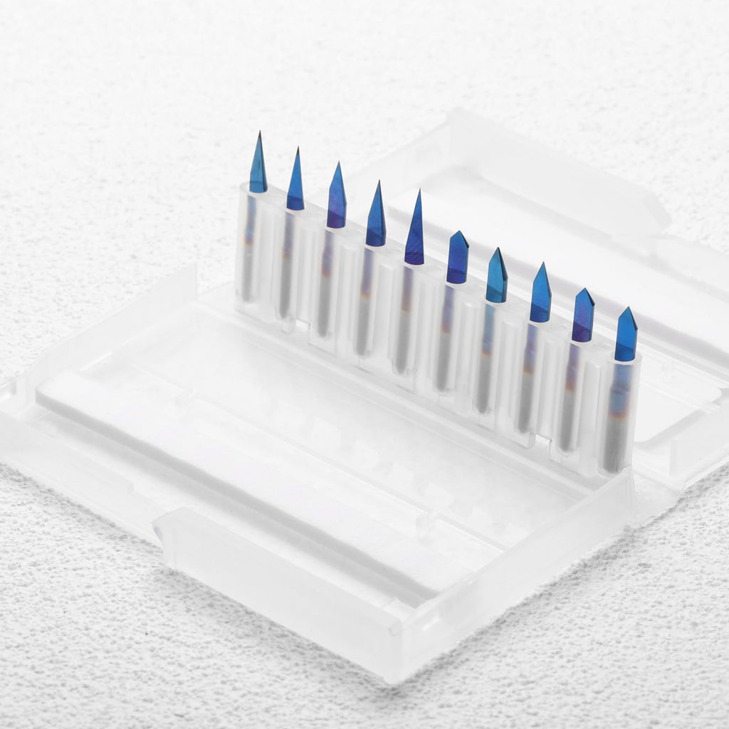 VS10, V-Groove CNC Router Bits, 10/15/20/25/30/40/45/60/90° Set, 1/8"S ...