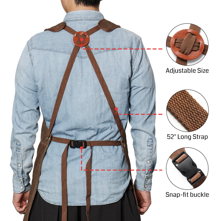 Waxed Canvas Work Apron, Waterproof Dustproof Cotton Canvas Crossback – SainSmart.com