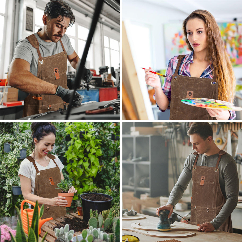 Waxed Canvas Work Apron, Waterproof Dustproof Cotton Canvas Crossback – SainSmart.com