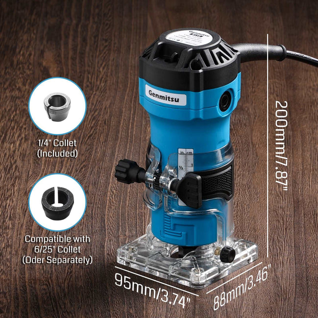 1-1.25 HP, Φ65mm Palm Trimmer Router, Compact Router Wood Tool With Fi ...