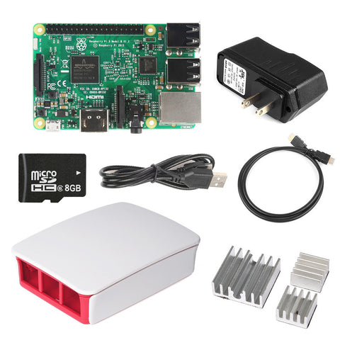Raspberry Pi 3 -QUAD Core Red & White Case SD Heatsink HDMI Complete ...