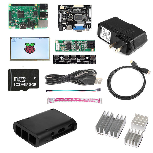 Raspberry Pi 3 - 7" inch Touch Screen LCD QUAD Core Black Case SD ...