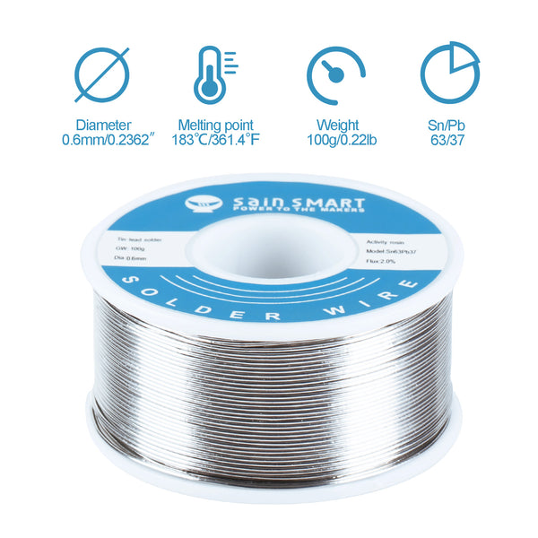 SainSmart Solder Wire | 0.6mm 100g | Sn63 Pb37 – SainSmart.com