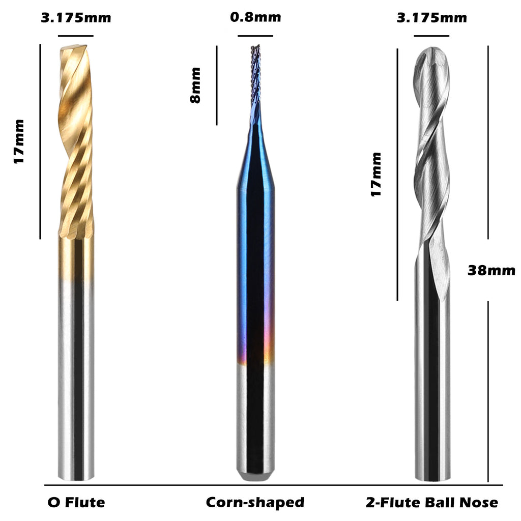 Genmitsu MC30A, 1/8" Shank, Carbide Milling Cutter Bit Set, 30 PCS ...