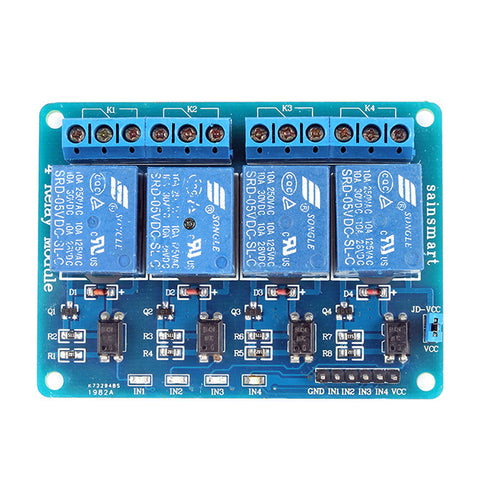 SainSmart 4-Channel 5V Relay Module for PIC ARM AVR DSP Arduino MSP430 ...