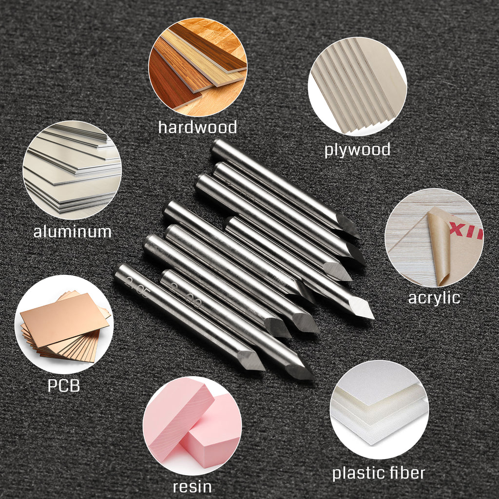 Genmitsu TR10 Series, Triangular V-Bit, 0.1mm, 1/8'' Shank, 10Pcs CNC ...