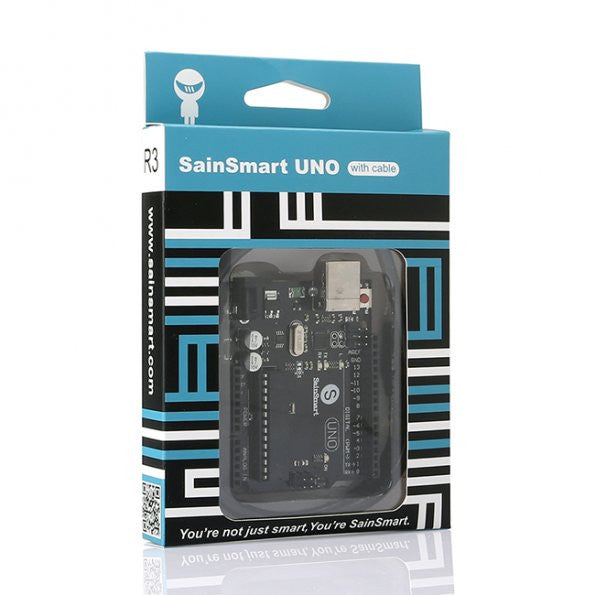 SainSmart UNO R3 ATmega328P Development Board + 2 Channels Relay + Free USB Cable Compatible ...