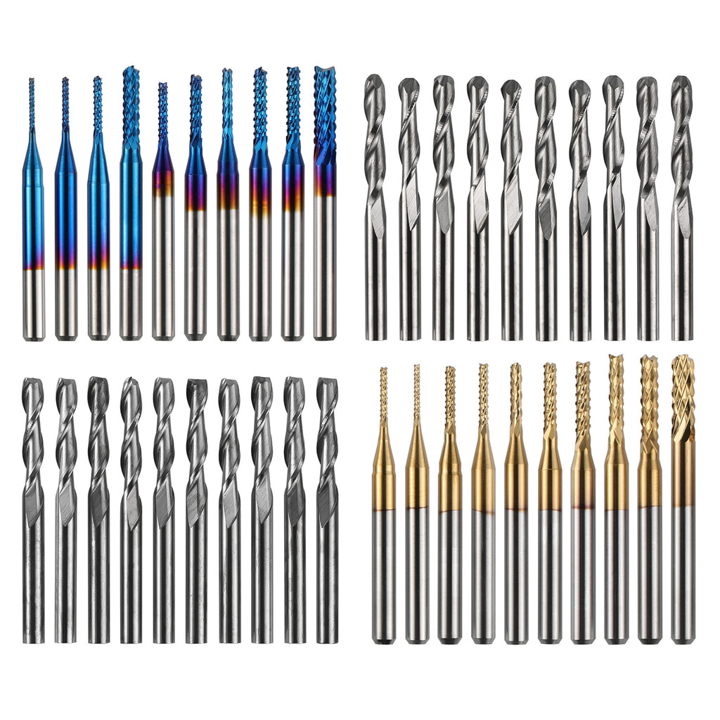 Genmitsu MC40A, 1/8" Shank, CNC Cutter Milling Carving Bit Set, 40-PCS ...