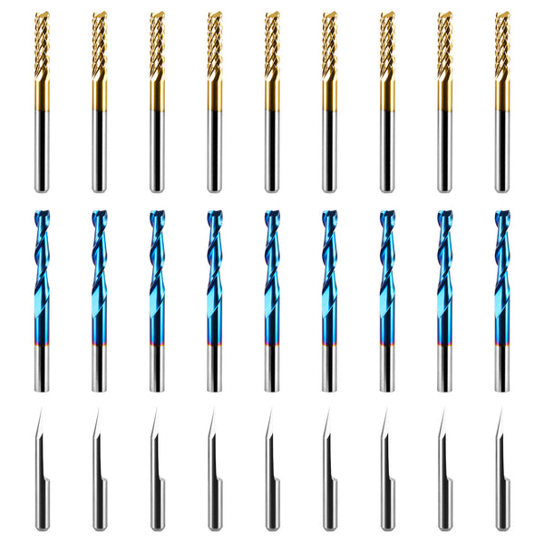 Genmitsu MC30B, 1/8" Shank, Carbide Milling Cutter Bits & V-Groove ...