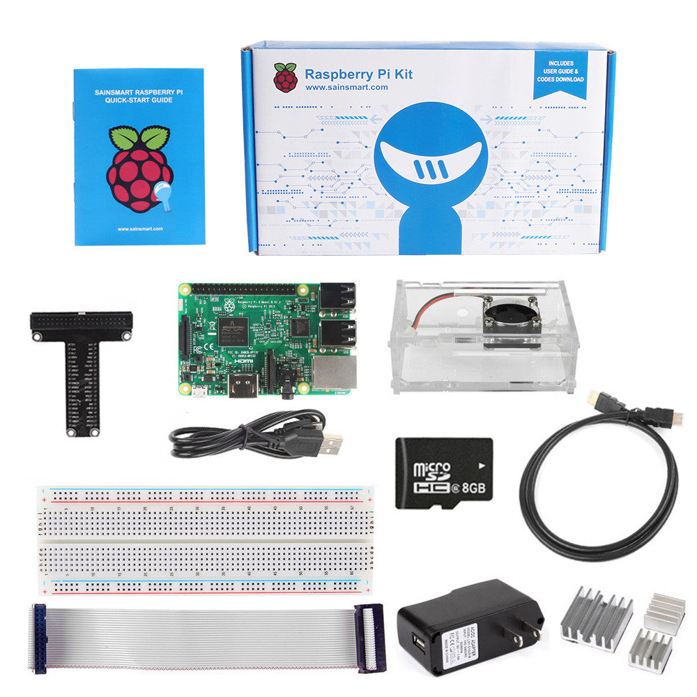 SainSmart Raspberry Pi 3 Ultimate Kit : Case with Fan + 8GB SD ...