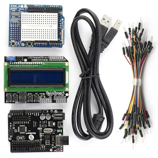 SainSmart UNO+1602 LCD Keypad+Prototype Shield Kit 4 Arduino AVR ATMEL ATMEGA R3 – SainSmart.com