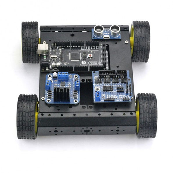 SainSmart Mega 2560 R3+Sensor Shield V5 +4WD Mobile Car+L298N+HC-SR04 For Arduino Robot ...