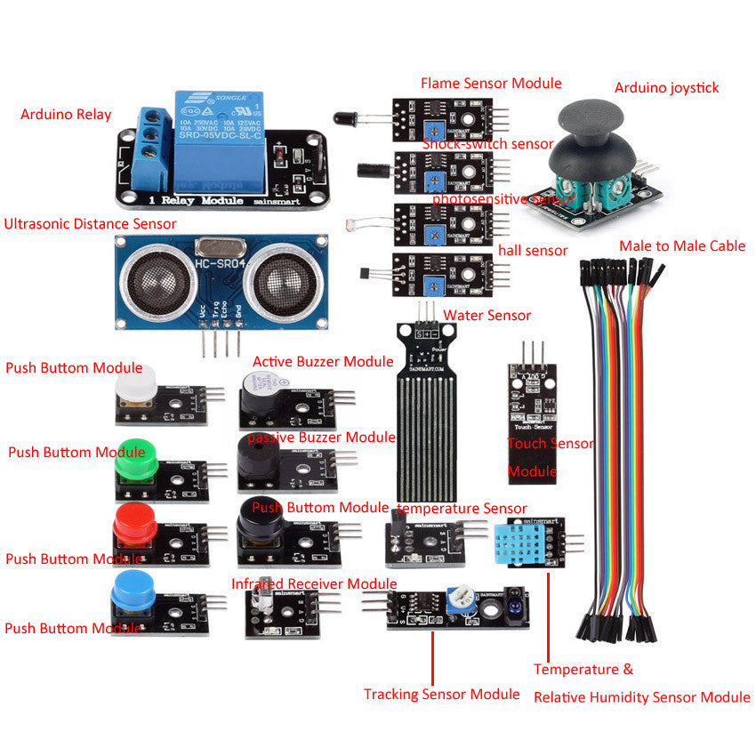 SainSmart Sensor Modules Starter Kit for Arduino UNO Mega LCD Relay ...