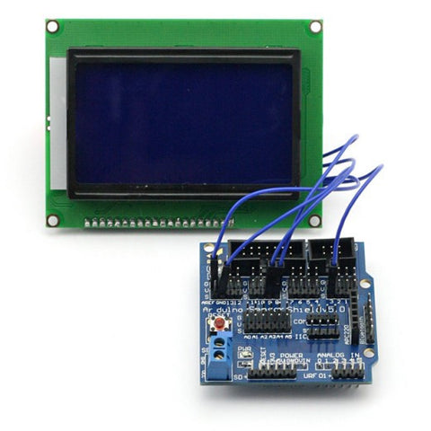 [Discontinued] SainSmart 12864 Graphic Blue LCD + Sensor Shield V5 for ...