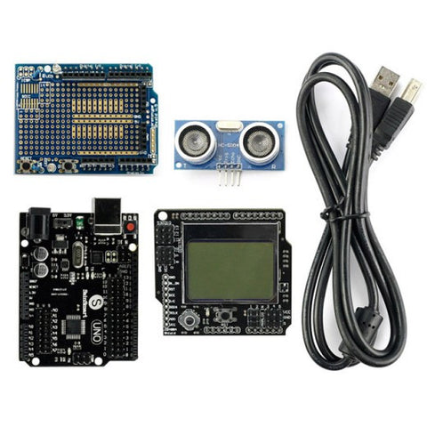 SainSmart UNO R3 + SainSmart Graphic LCD4884 Shield + SainSmart Prototype Shield(with Breadboard ...