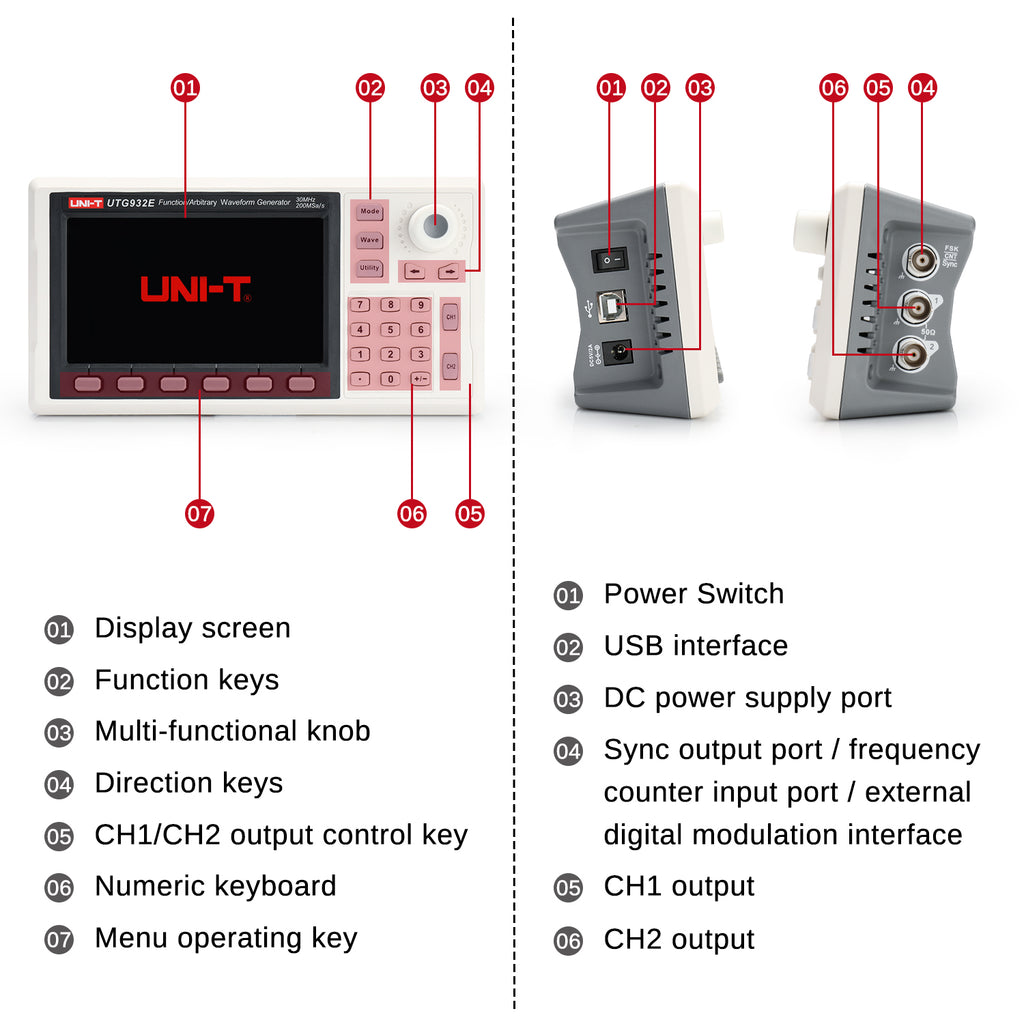 [Discontinued] UNI-T UTG932E Function/Arbitrary Waveform Generator ...