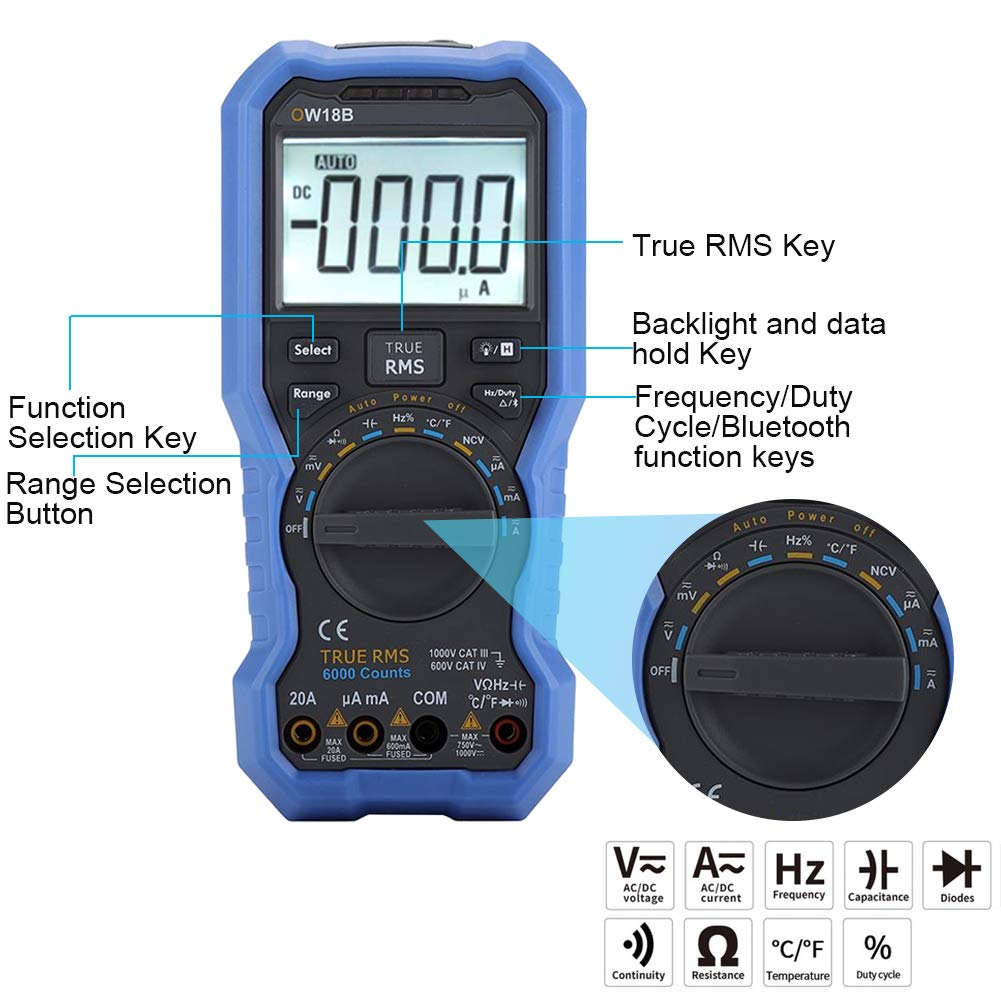 [Discontinued] OWON Bluetooth Digital Multimeter OW18B – SainSmart.com