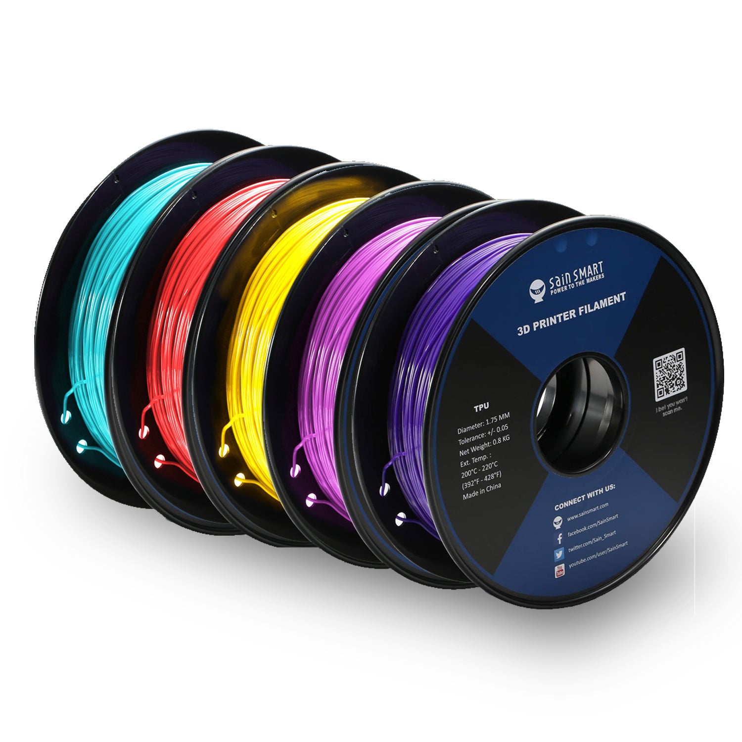 Neon Color TPU Filament Bundle Kit, Cyberpunk Color 1.75mm 0.8kg/1.76l ...