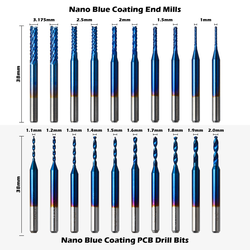 Genmitsu MC50A, 1/8" Shank, Tungsten Carbide End Mill Router Bits, 50 ...