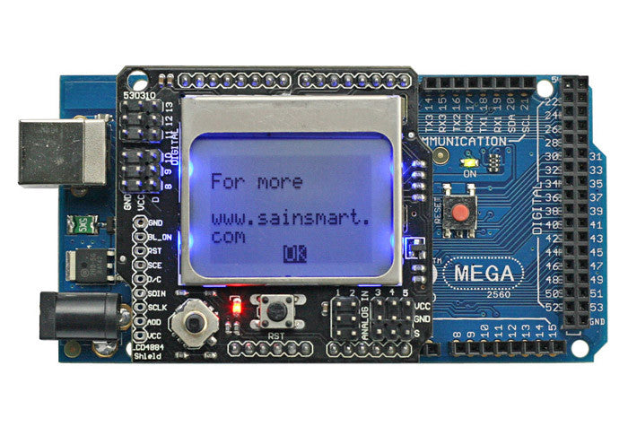 SainSmart Mega2560+LCD 4884 Shield AVR ATMEGA ATMEL ATMEGA2560 MCU – SainSmart.com